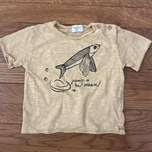 búho | Shirts & Tops | Yellow Bho 6m Shirt With Flying Fish ...